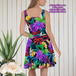 Purple Exotic Neon Tropical Floral Skater Dress - Etsy