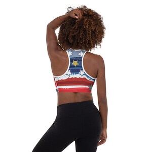Patriotic Stars & Stripes Abstract Padded Sports Bra - Etsy