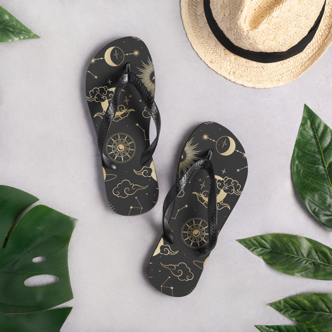 Celestial Sun Moon Stars Flip-flops - Etsy