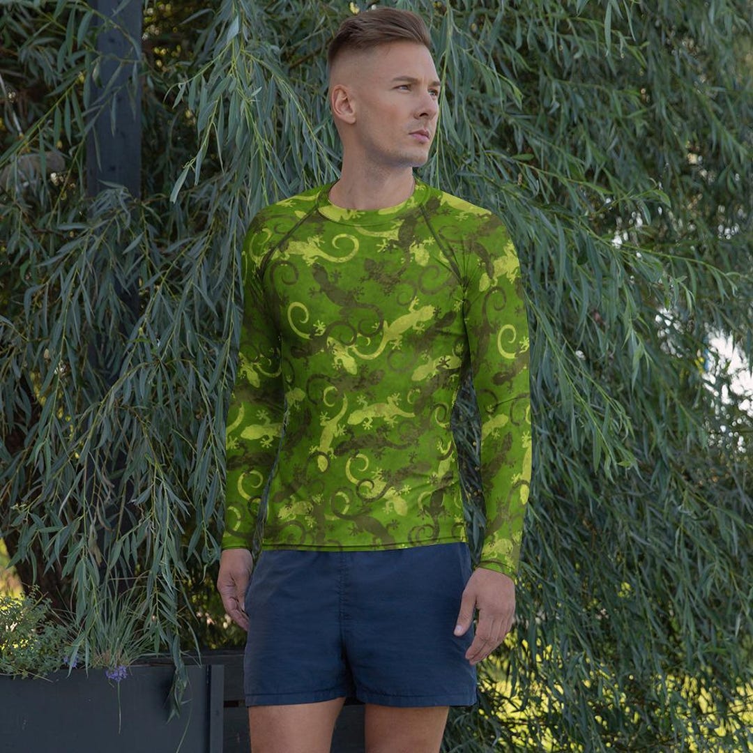 Camo Green Gecko Camouflage Men's Rash Guard - Etsy