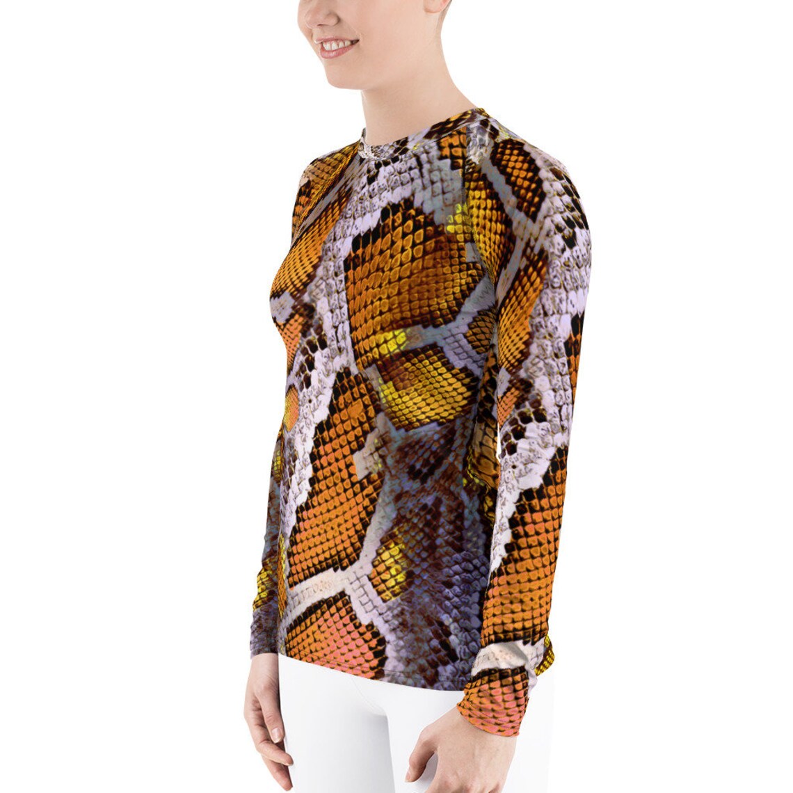 Orange Snake Skin Abstract Women's Rash Guard - Etsy