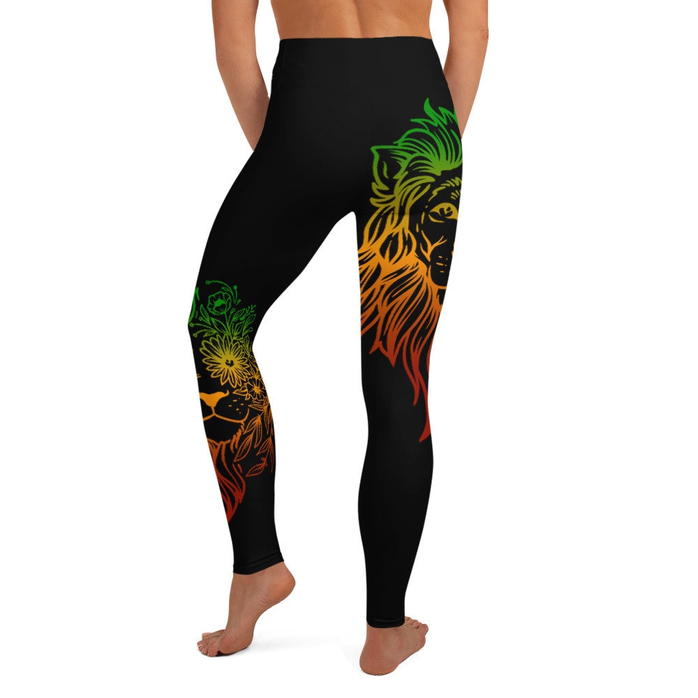 Reggae Lion Rasta Black Yoga Pants Leggings | Etsy