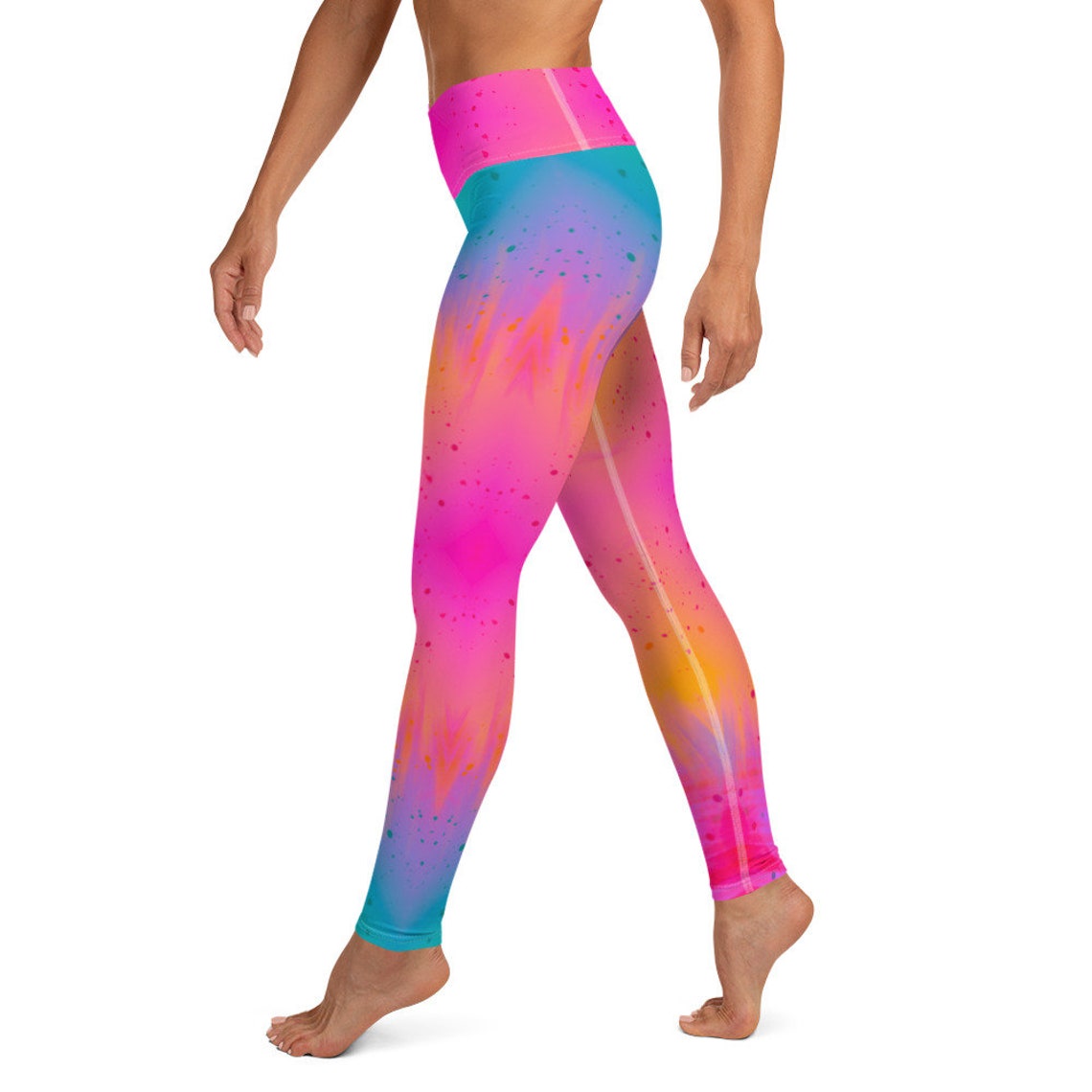 Neon Color Splash Abstract Yoga Pants Leggings - Etsy