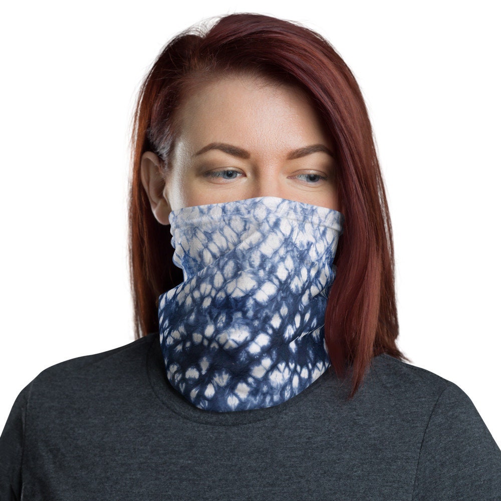 Blue White Batik Tie Dye Neck Gaiter Scarf Face Shield | Etsy