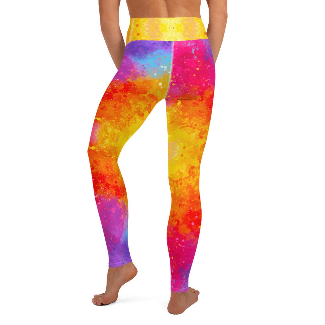 Rainbow Neon Batik Speckled Abstract Yoga Pants Leggings | Etsy