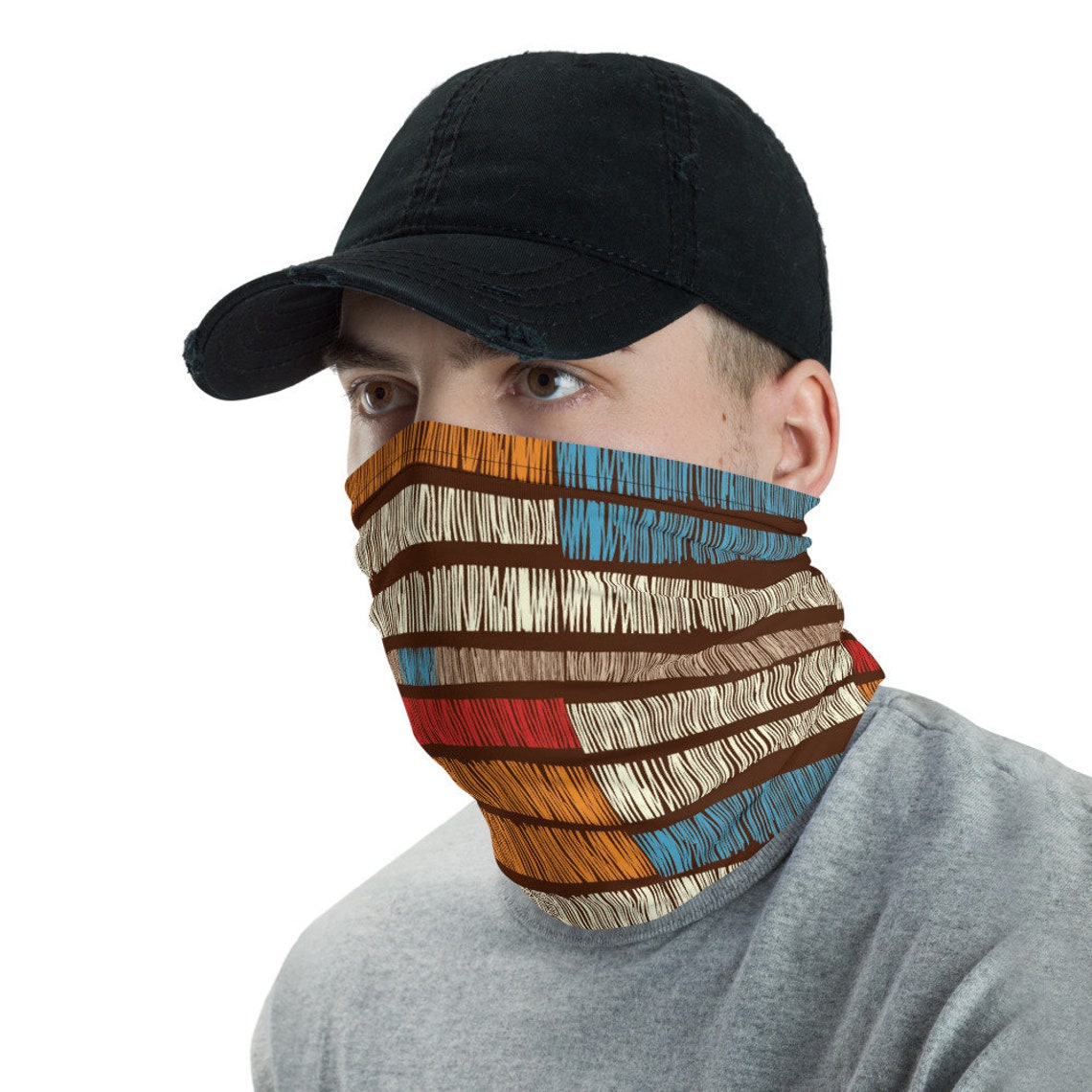 African Print Striped Neck Gaiter Scarf Face Shield - Etsy
