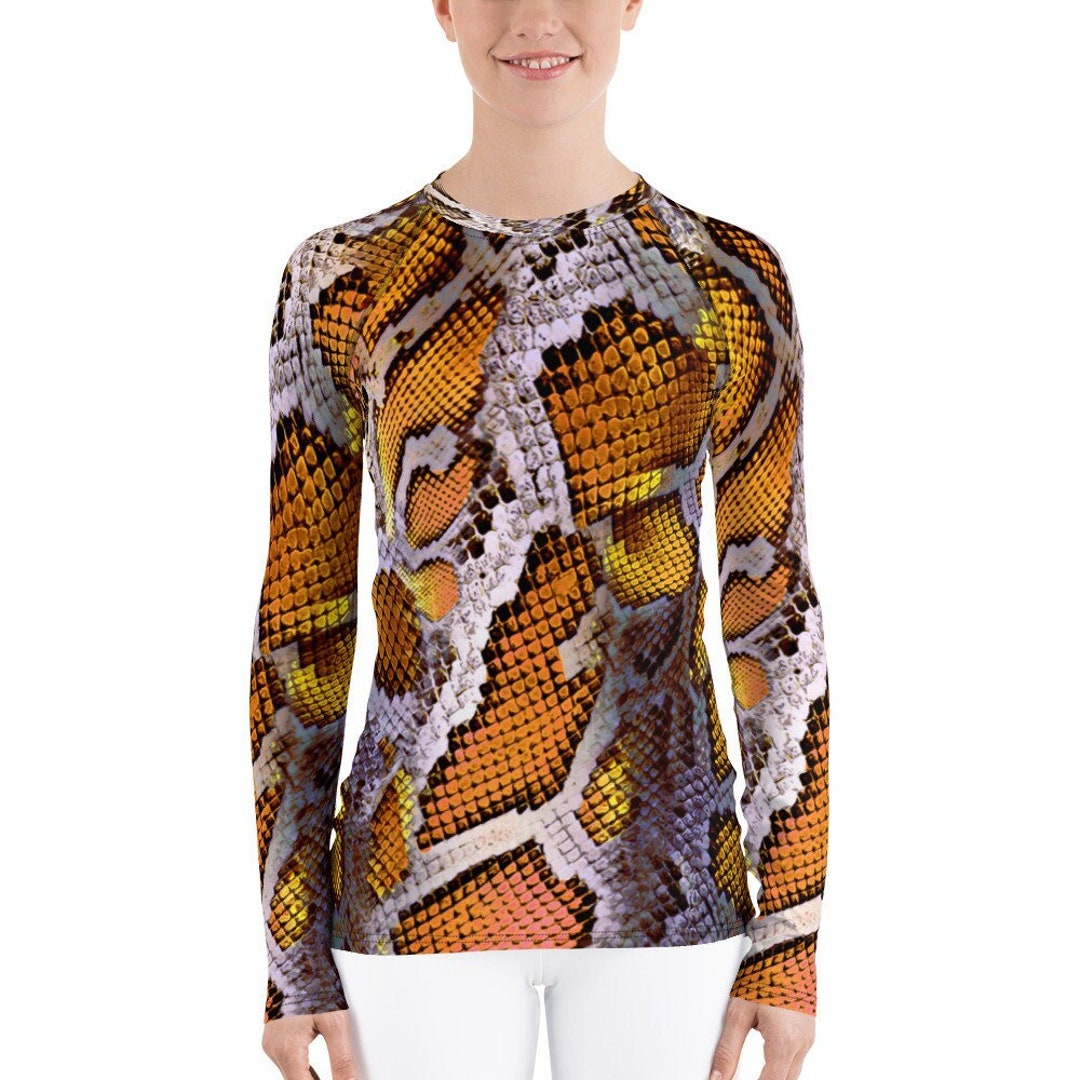 Orange Snake Skin Abstract Women's Rash Guard - Etsy