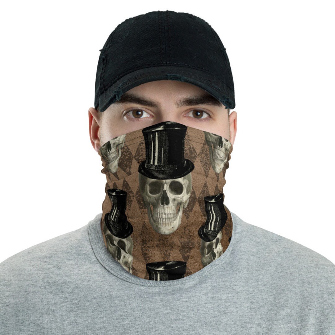 Fancy Skulls & Top Hats Neck Gaiter Scarf Face Shield - Etsy