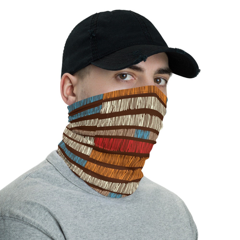 African Print Striped Neck Gaiter Scarf Face Shield - Etsy