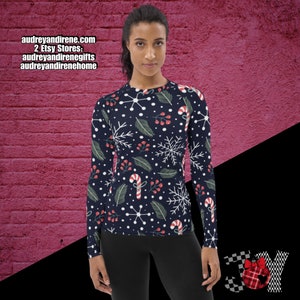 Snowflakes & Candy Canes Women's Rash Guard - Etsy