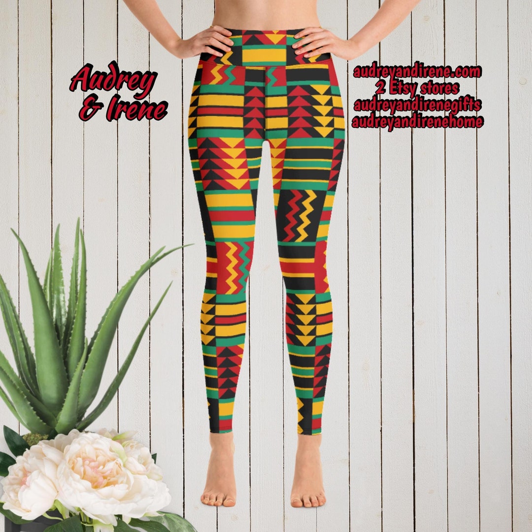 Reggae African Print Rasta Weave Yoga Workout Pants Leggings Meditation ...