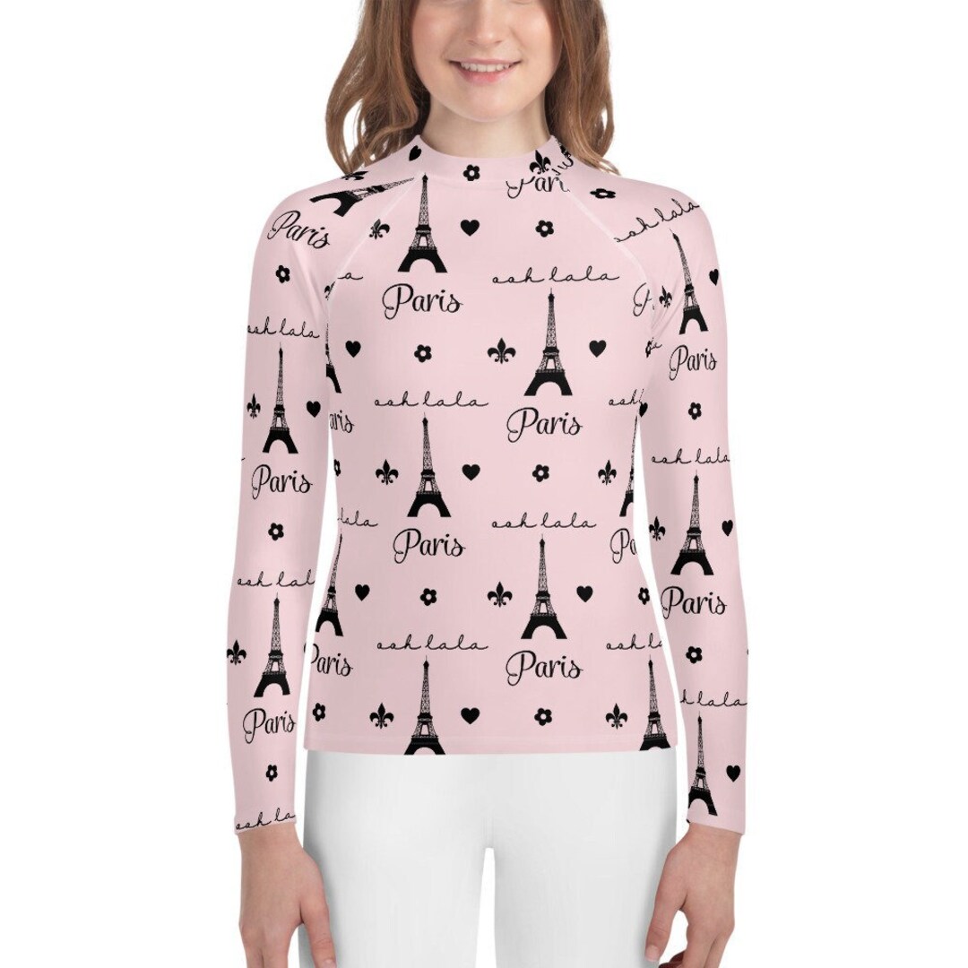 Paris Eiffel Tower Pink Rash Youth Rash Guard - Etsy