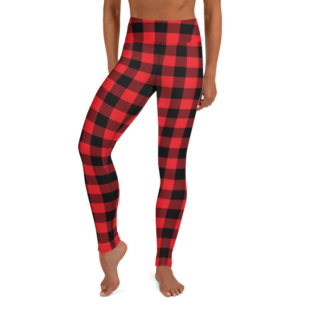 Red Buffalo Plaid Yoga Workout Pants Leggings Meditation - Etsy