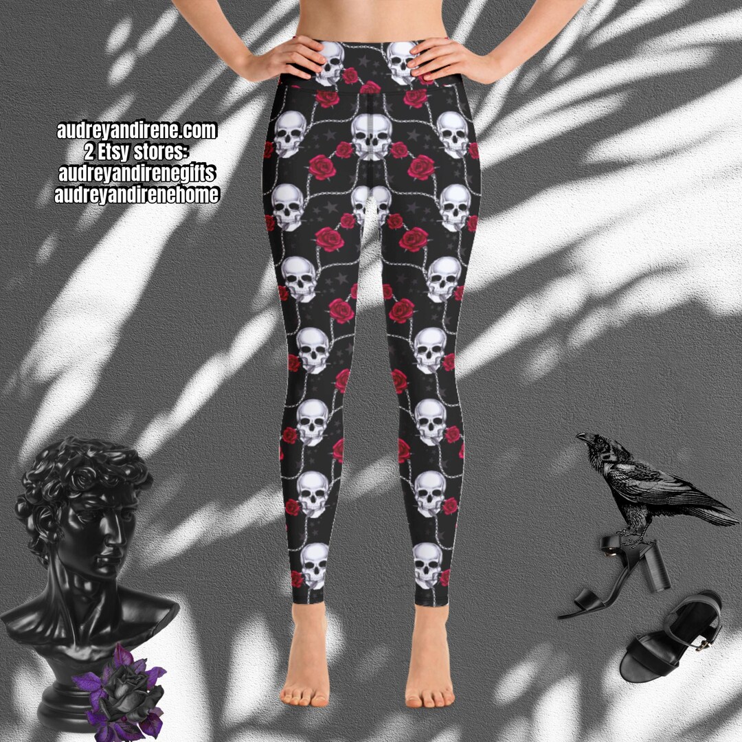 Skull & Chain Gothic Rose Yoga Workout Pants Leggings - Etsy