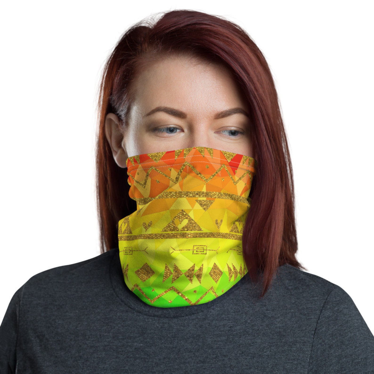 Rainbow Aztec Neck Gaiter Scarf Face Shield - Etsy