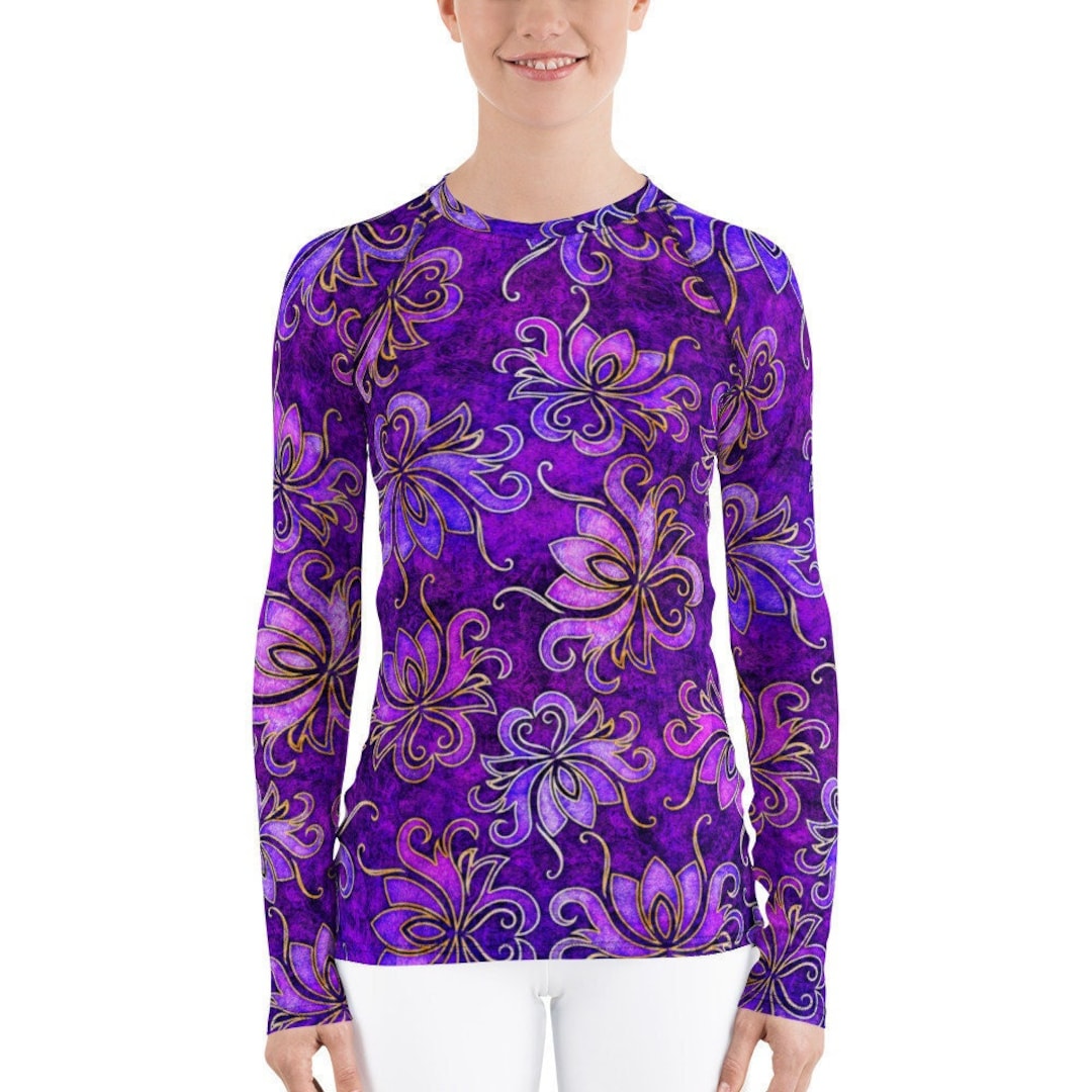 Purple Lotus Flower Grunge Women's Rash Guard - Etsy