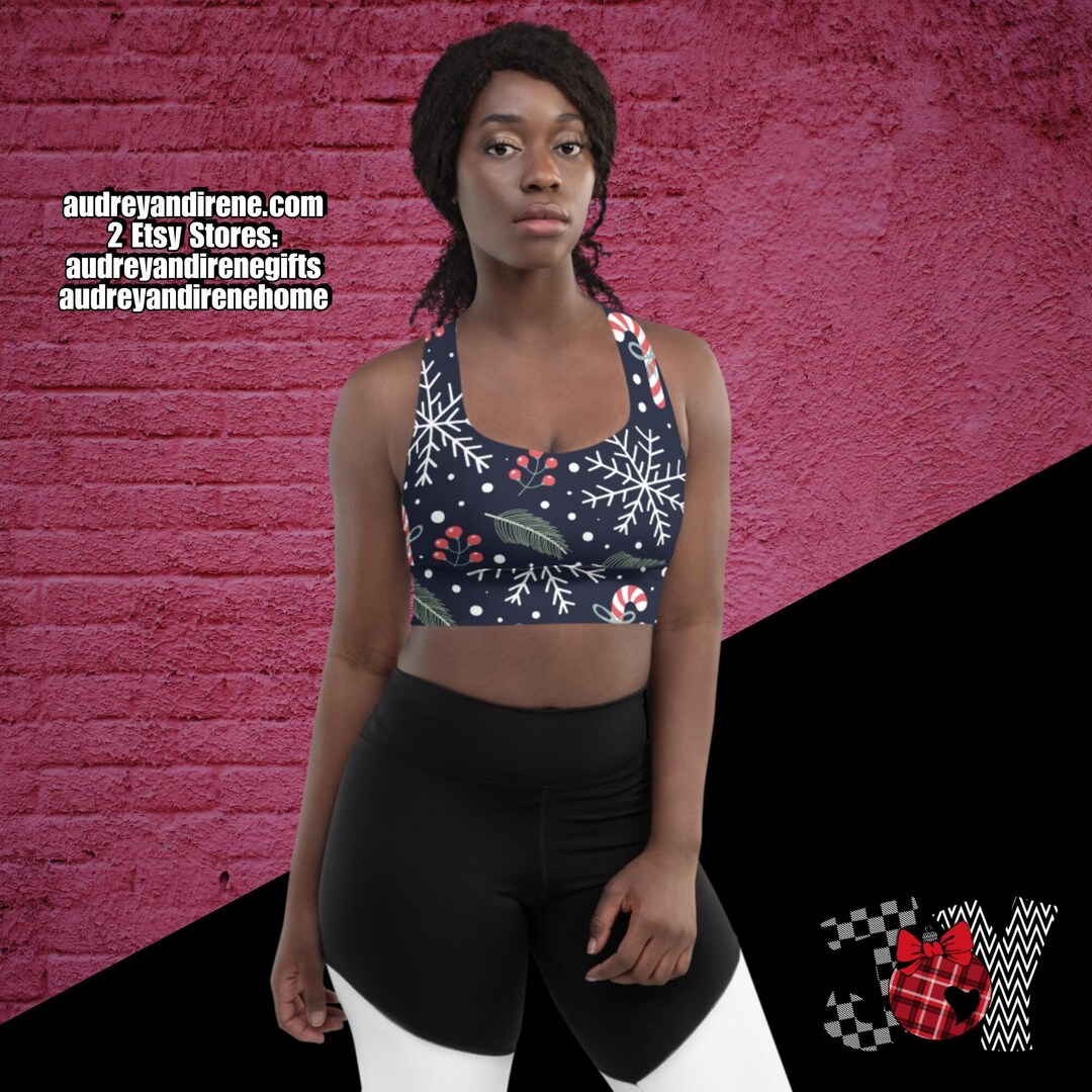 Snowflakes & Candy Canes Longline Sports Bra: Christmas Apparel - Etsy