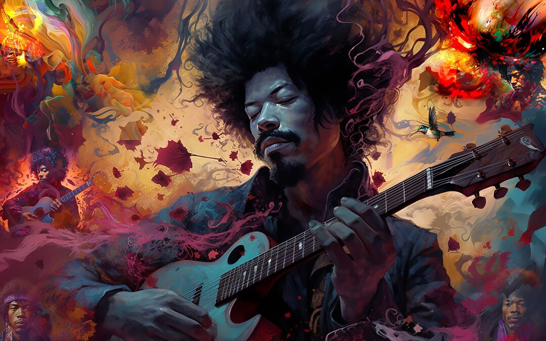 JIMI HENDRIX TRIBUTE - Mix Media Quiropainting on Canvas 36 X 24 Inches ...