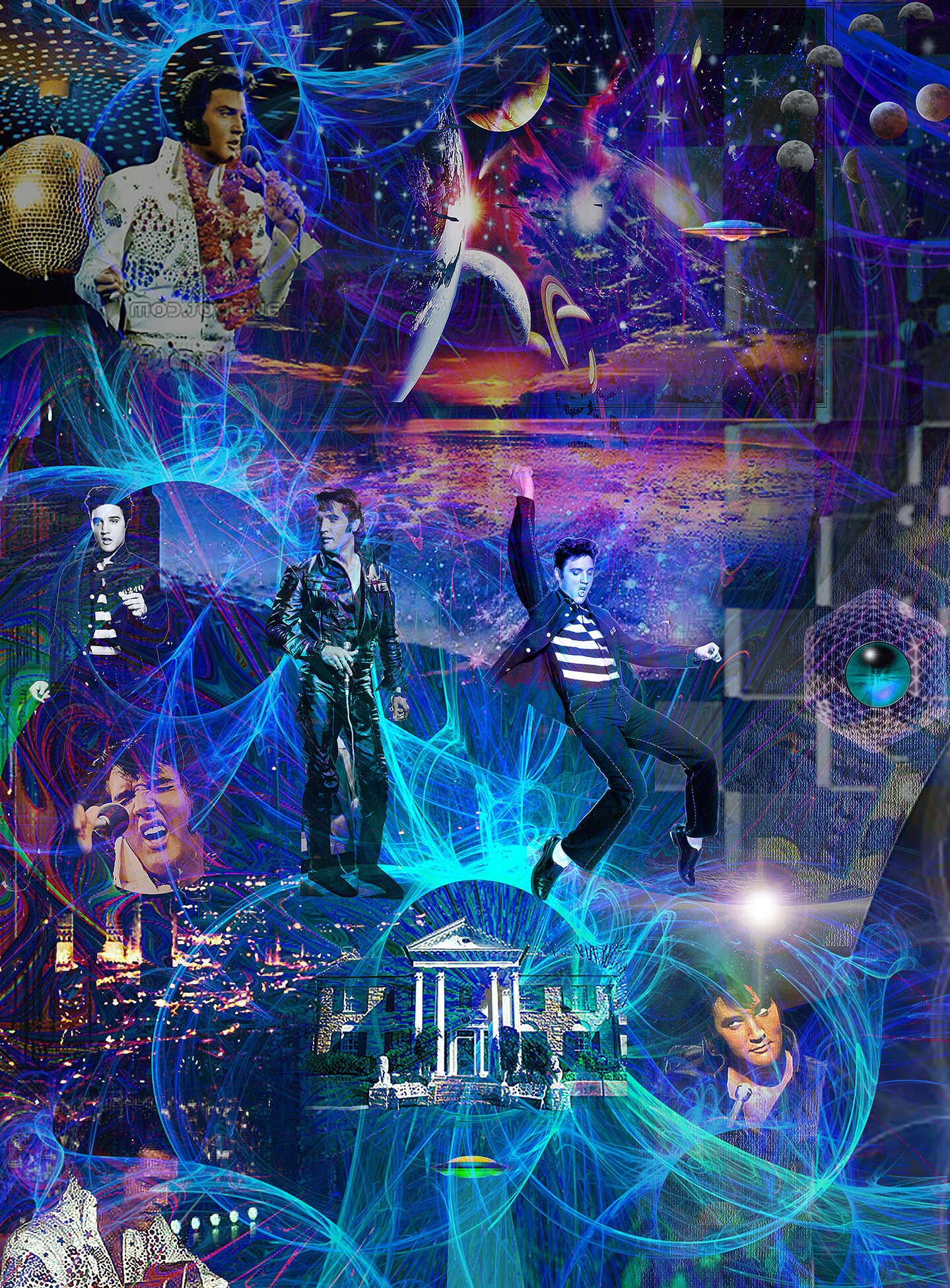 LOVING ELVIS - Mix Media Quiropainting on Canvas 36 X 24 Inch - Tribute ...