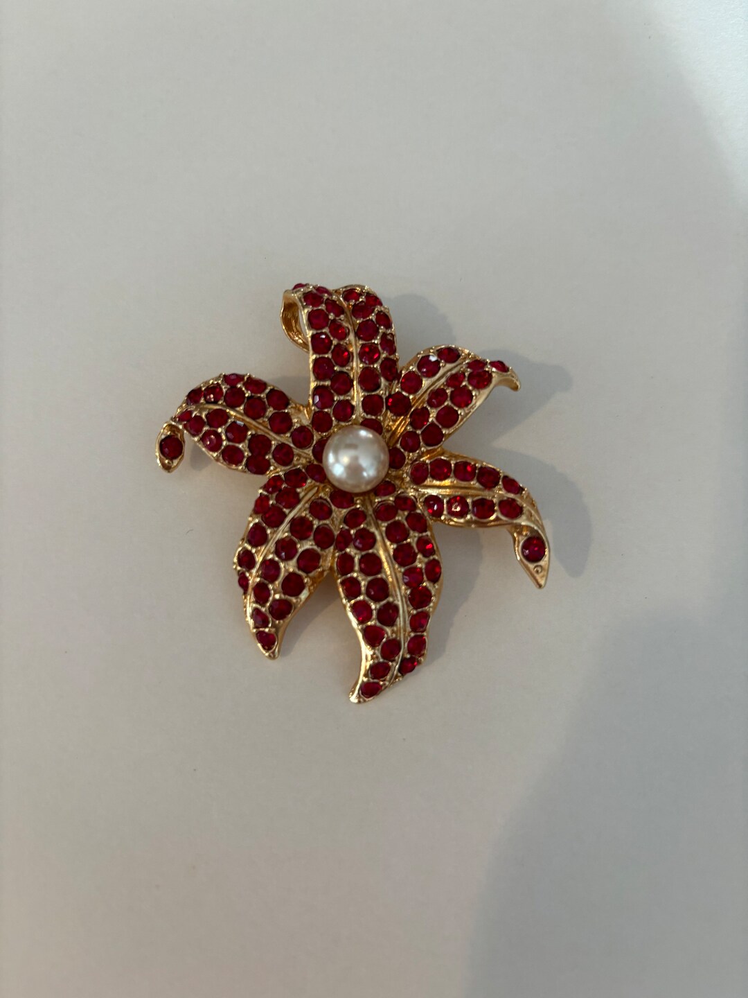 Rare Ivana Red Rhinestone Floral Brooch - Etsy
