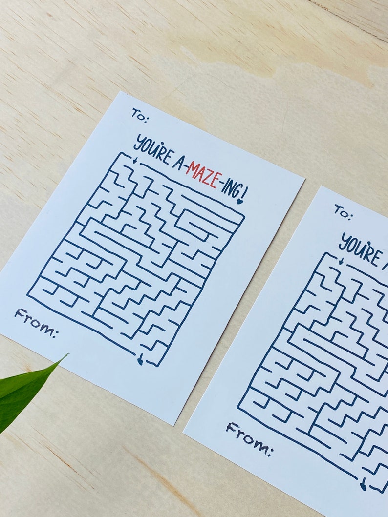 Valentine’s Cards Printable PDF Download You’re A-maze-ing - Etsy