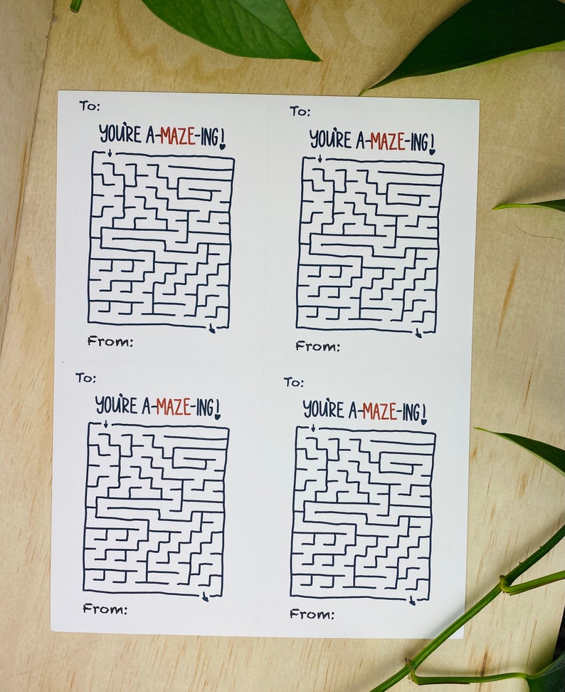 Valentine’s Cards Printable PDF Download You’re A-maze-ing - Etsy
