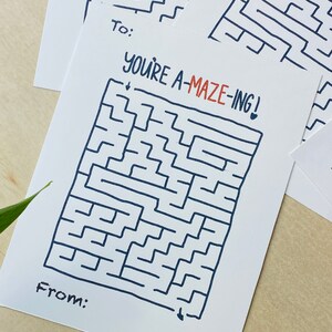 Valentines Cards Printable PDF Download Youre A-maze-ing - Etsy