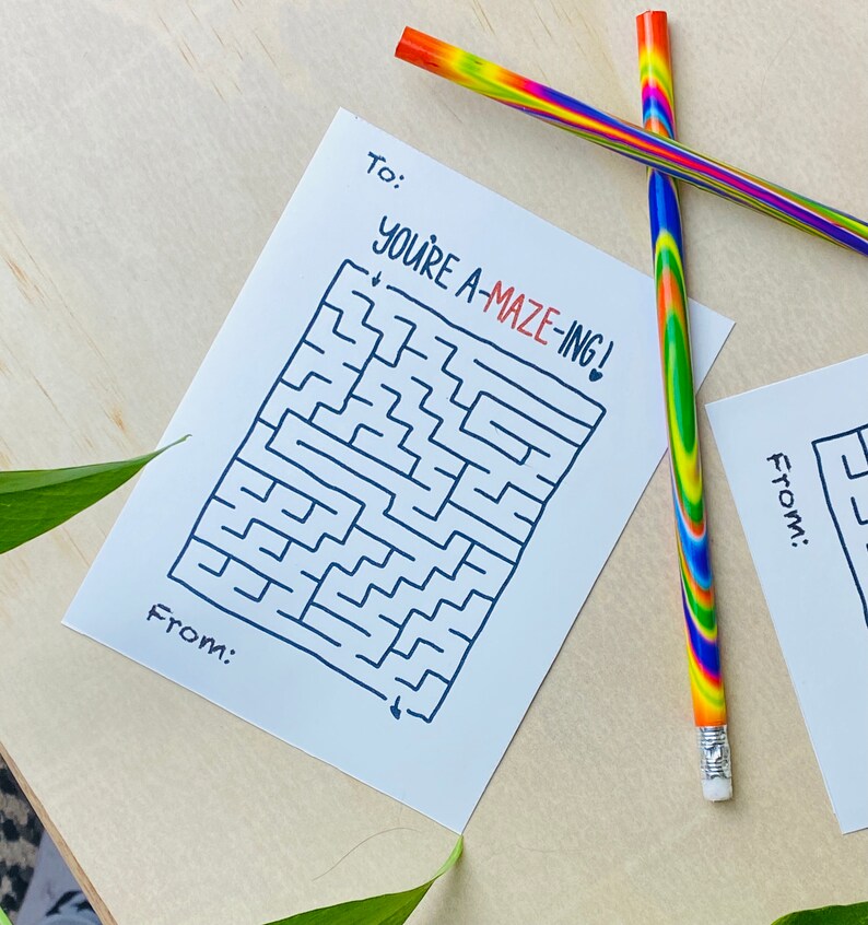 Valentine’s Cards Printable PDF Download You’re A-maze-ing - Etsy