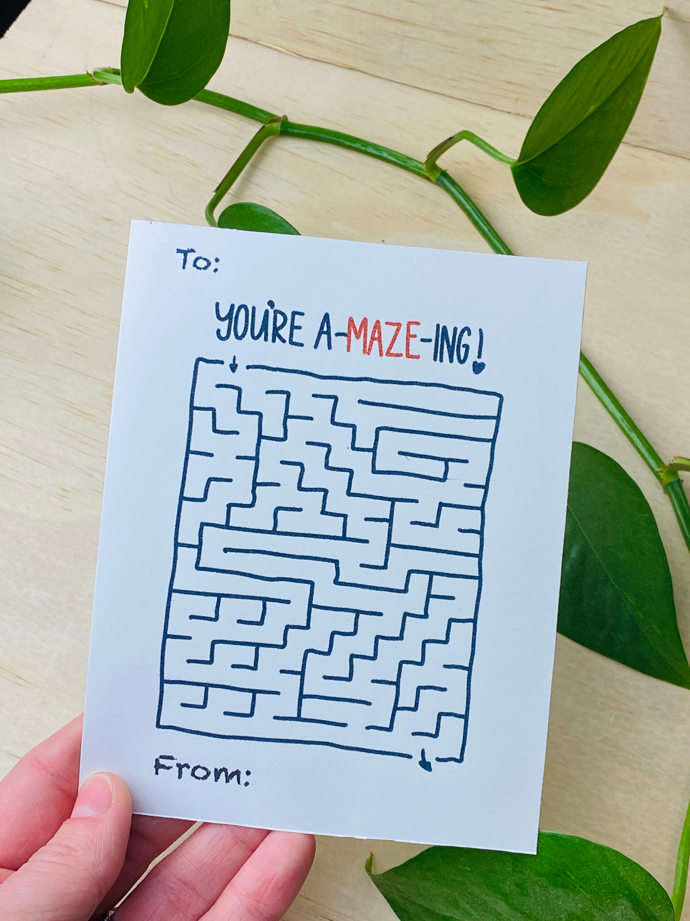 Valentine’s Cards Printable PDF Download You’re A-maze-ing - Etsy