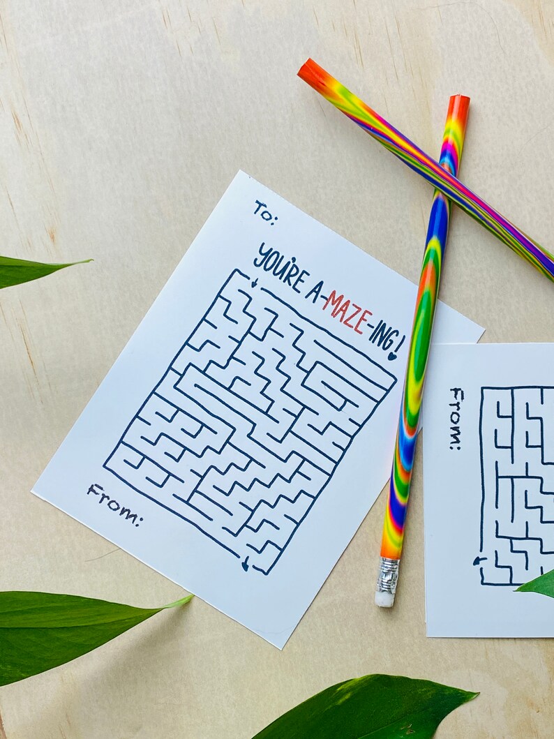 Valentine’s Cards Printable PDF Download You’re A-maze-ing - Etsy