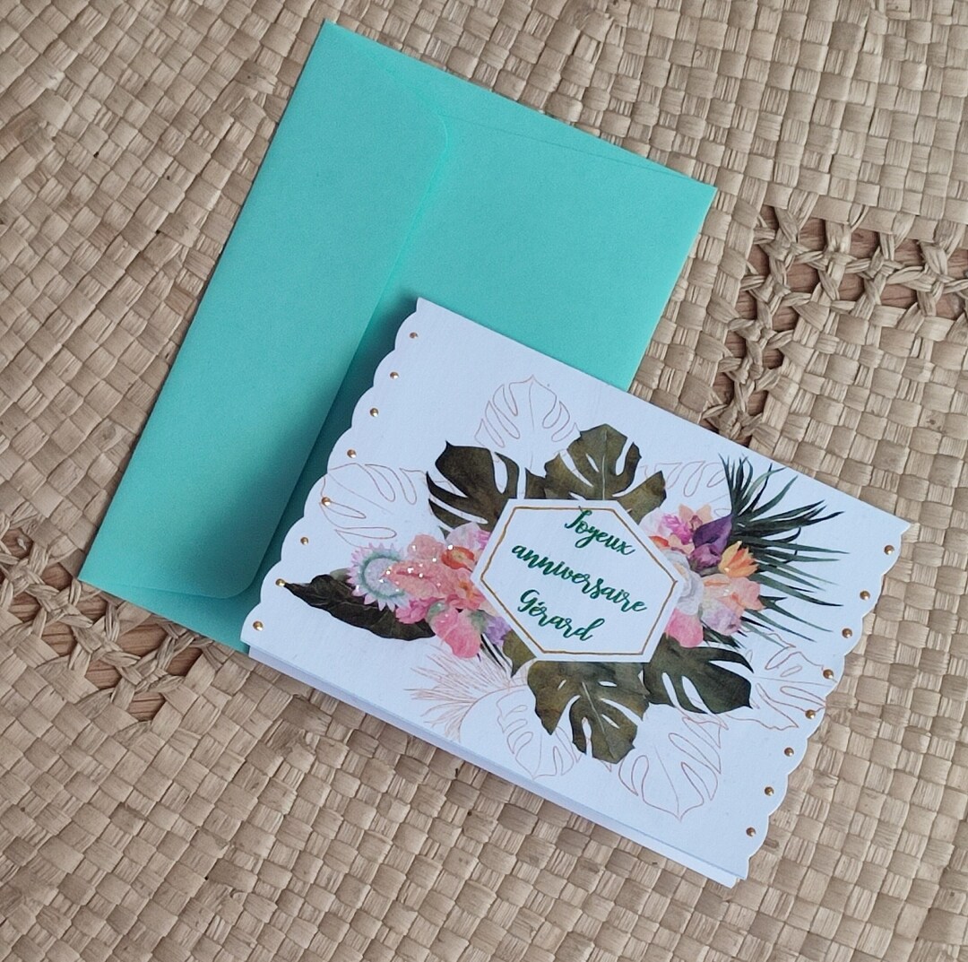 Tropical Flowers Birthday Card A Unique Design for a Special Occasion ...