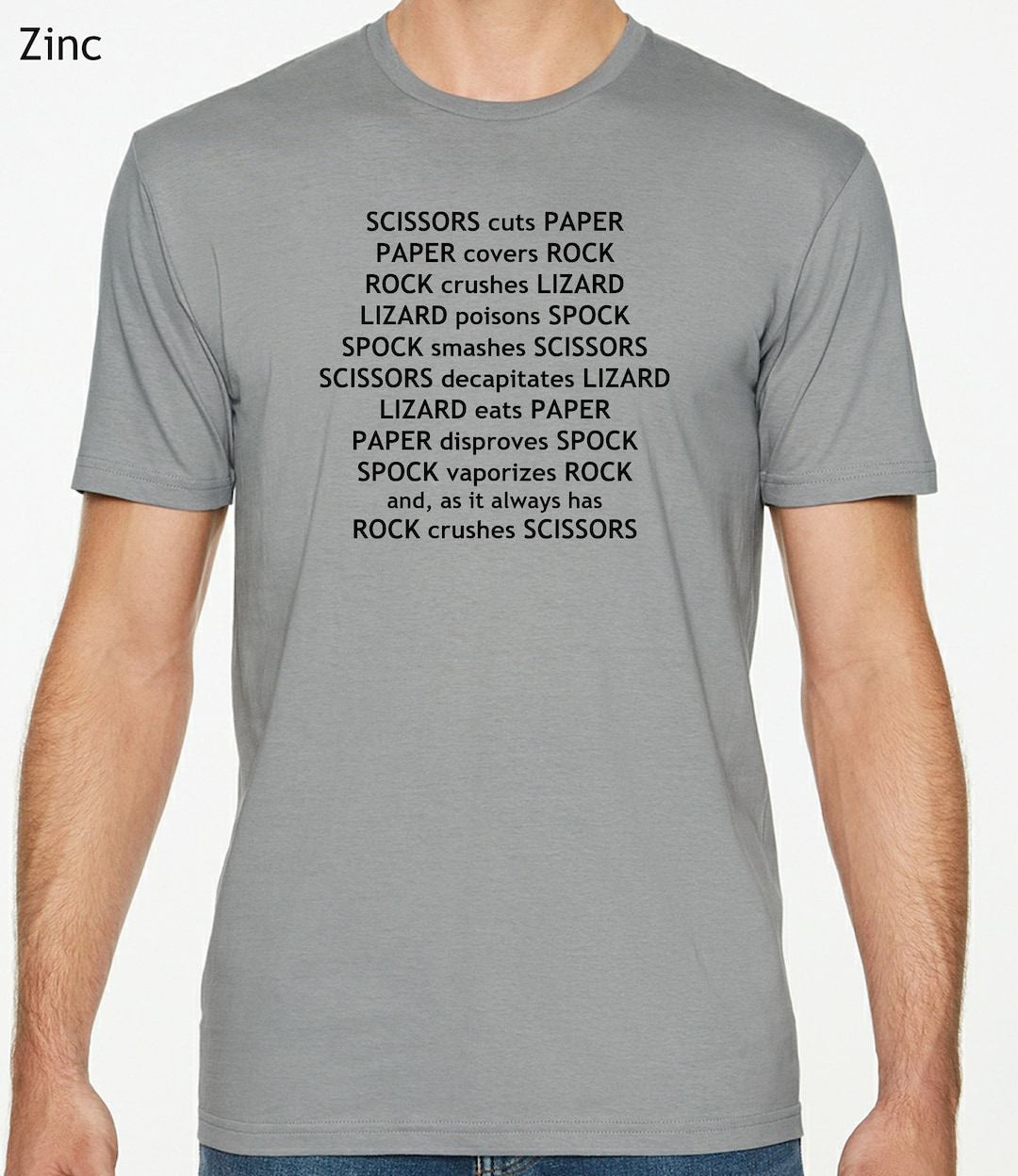 Rock Paper Scissors Lizard Spock Rules Mens T-shirt - Etsy