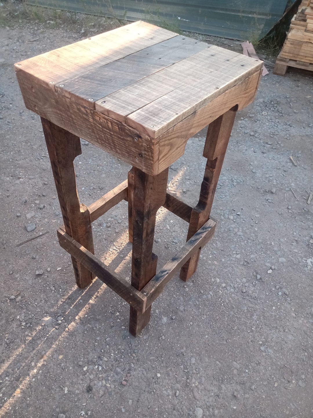 Stool Reclaimed Oak Wood Rustic Bar Stool Wooden Stool - Etsy