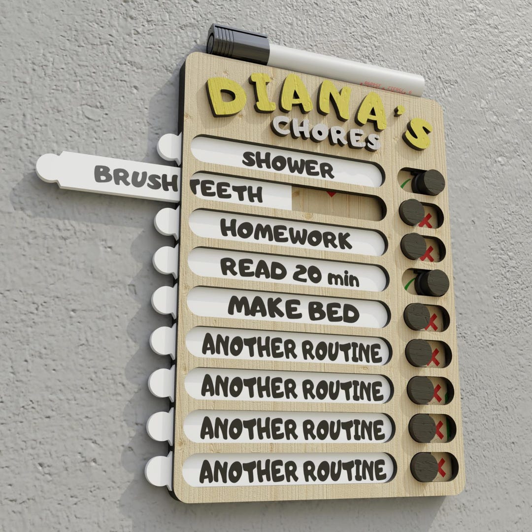 Personalized Chores Checklist Laser Cut File Custom Name CNC Pdf Svg ...