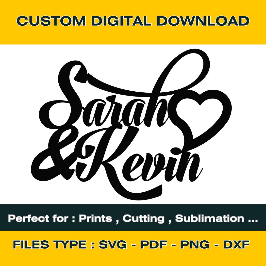 Custom Names Svg | Couple Names With Heart Svg | Wedding Gift Svg ...