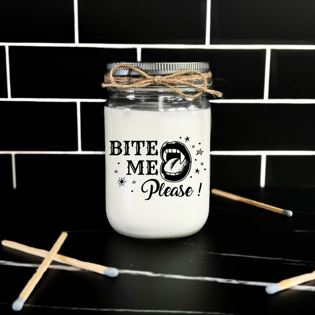 Bite Me Please Custom Gift Candle Bite Me Vampire Kiss Fantasy Romance Reader Gift Halloween ...
