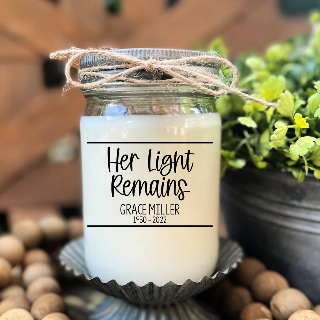 Her Light Remains Loss Gift Candle Personalized Remembrance Gift, Mom ...