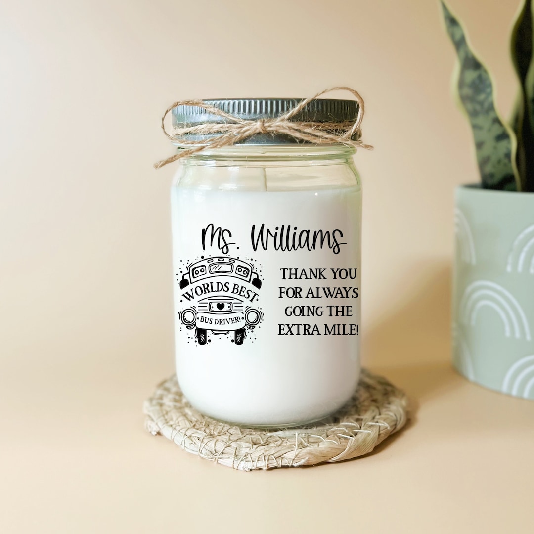 School Bus Driver Gift Candle Personalized Funny Bus Driver Thank You ...