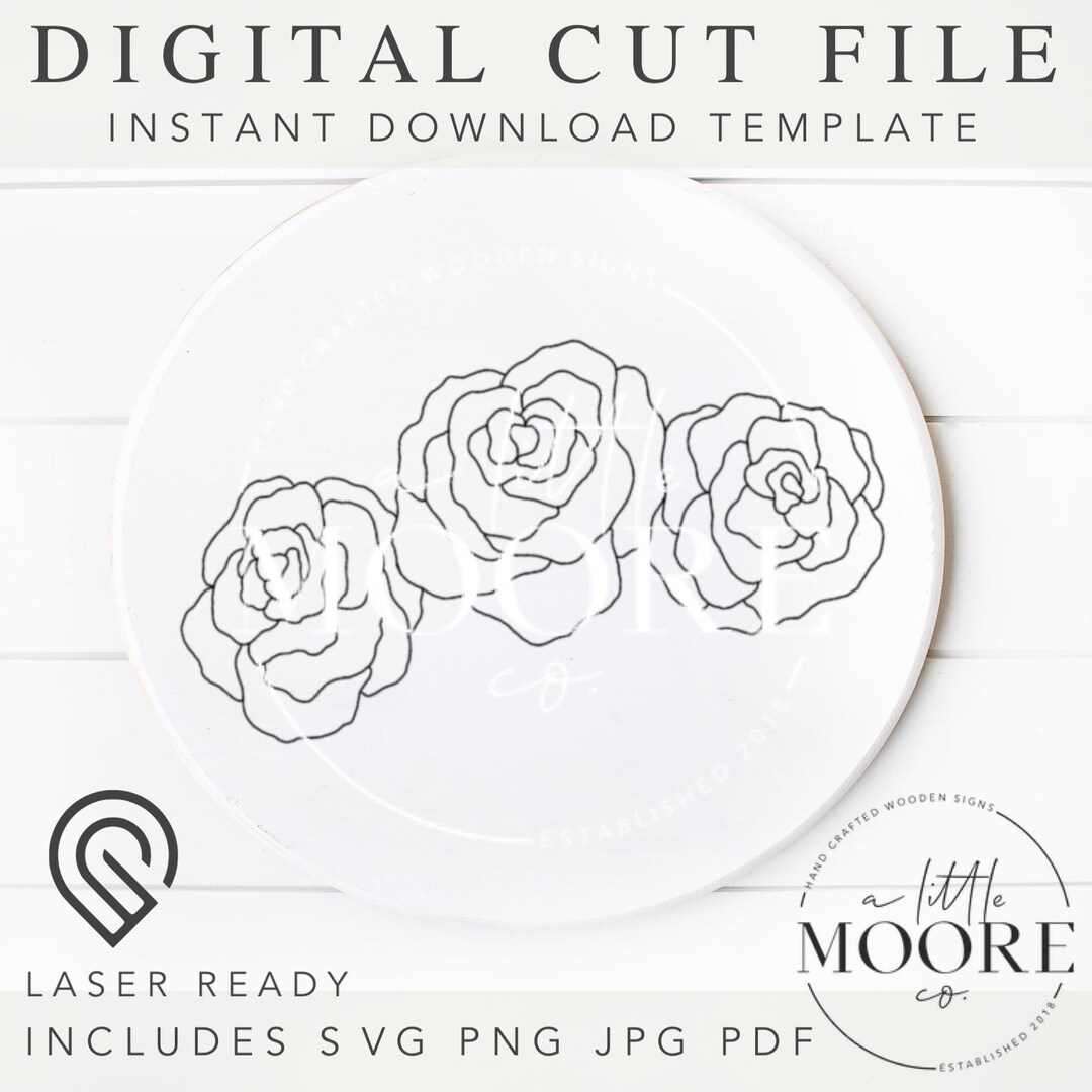 Rose Trio Florals | Digital Cut File | SVG PNG PDF | Glowforge Laser ...