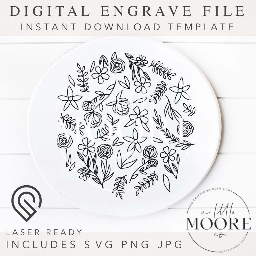 Mixed Flowers | Digital Engraving File | SVG PNG JPG | Glowforge Laser ...