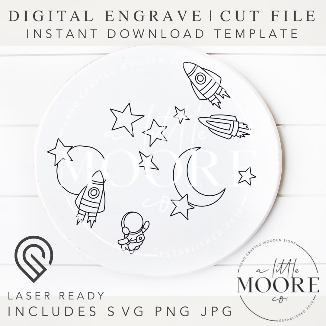 Space Engrave Cut File: Single Line Laser Template (SVG PNG PDF) - Etsy
