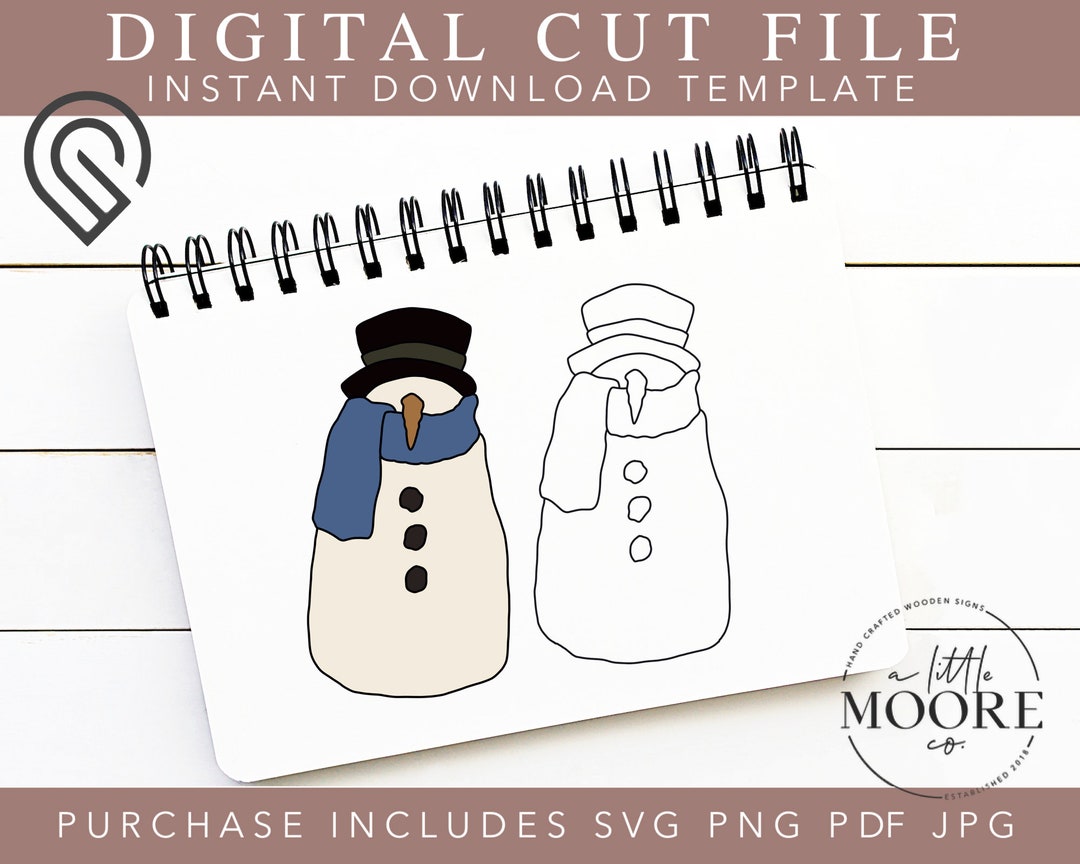 Faceless Snowman Digital Cut File SVG PNG PDF Glowforge - Etsy