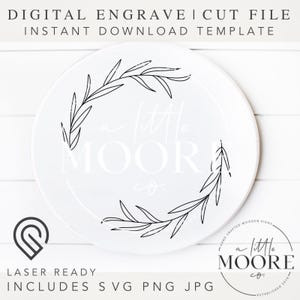 Greenery Wreath SVG: Laser Engrave Template (digital File) - Etsy