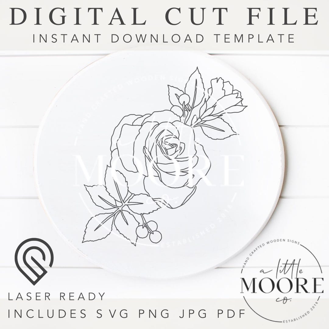 Roses & Berries Floral SVG: Laser Cut File (digital Download) - Etsy