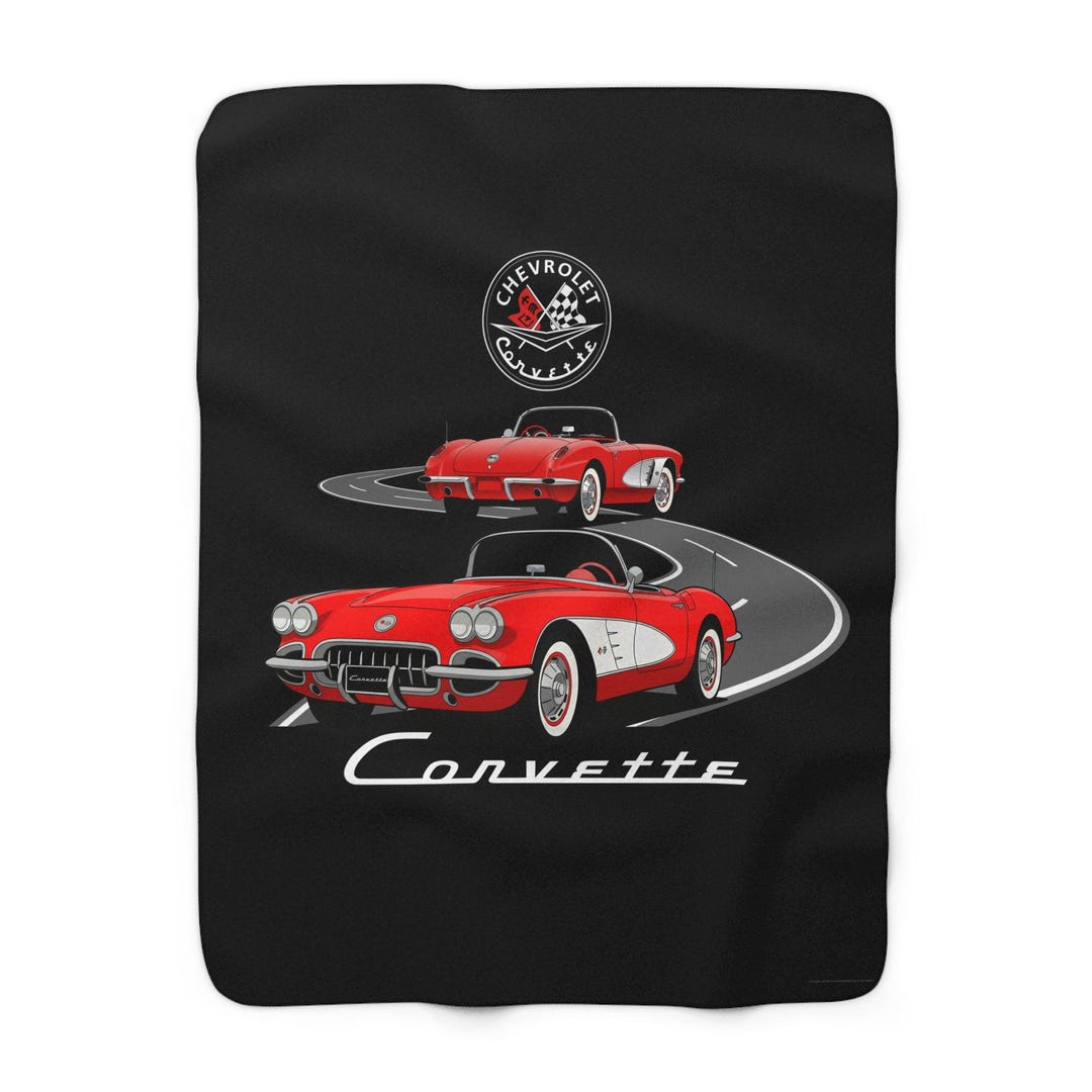 C1 Chevy Corvette Dual View Emblem Sherpa Fleece Blanket, 50 X 60 ...