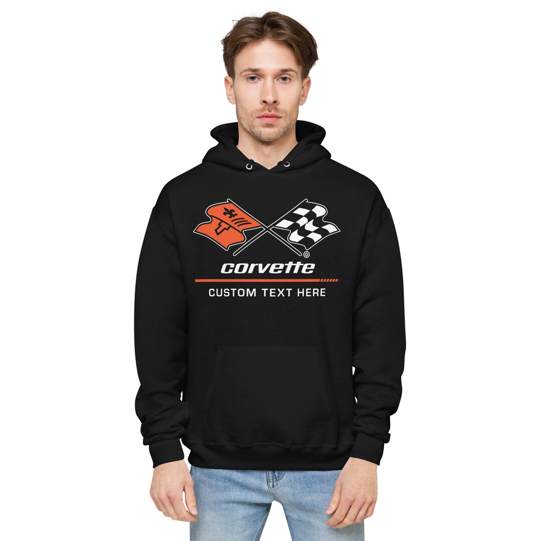 Personalized Corvette C3 Racing Flag Logo Hoodie, Unisex Fleece ...