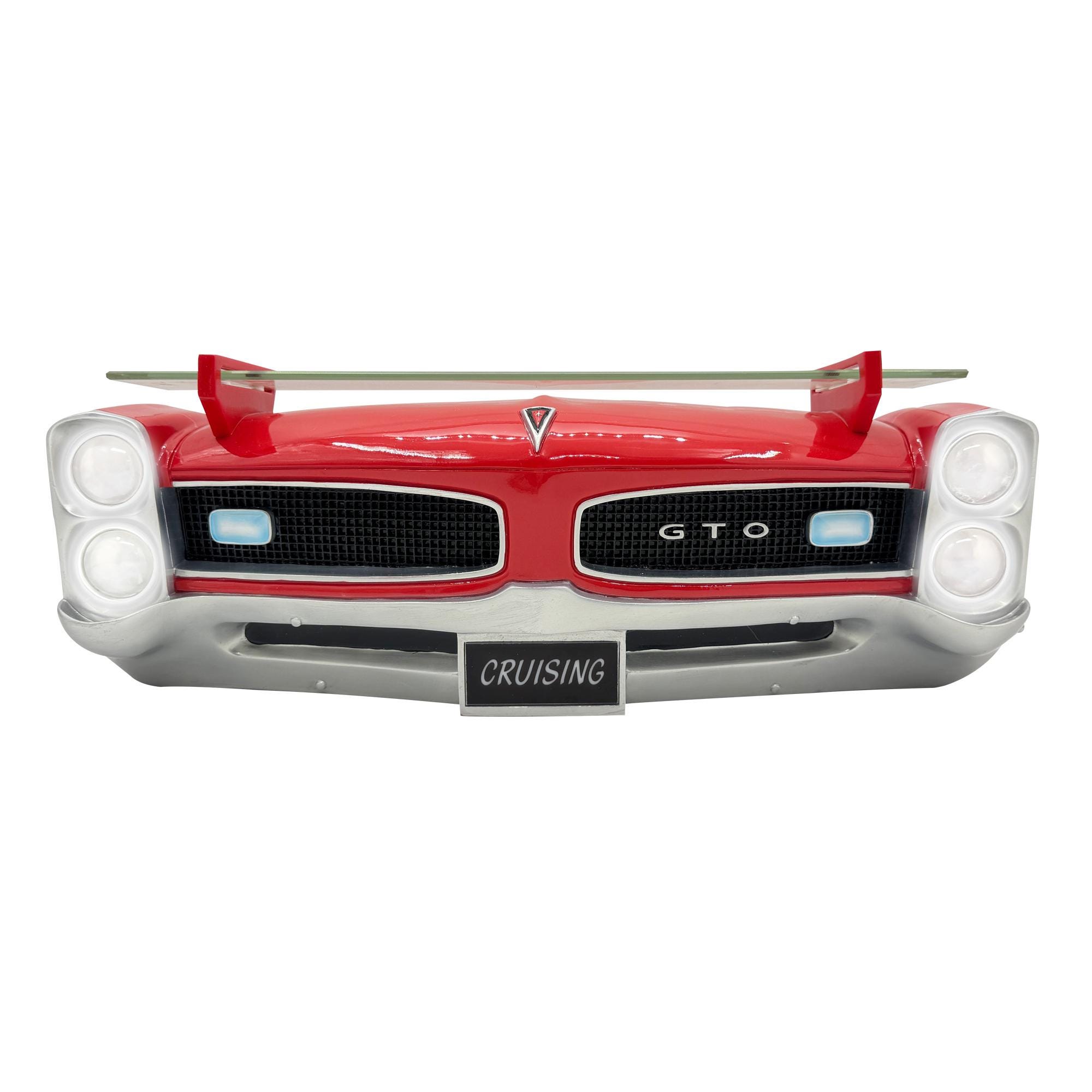 1966 Pontiac GTO Floating Wall Shelf, Red, 19.5x6.5x8 Inches, Tempered ...