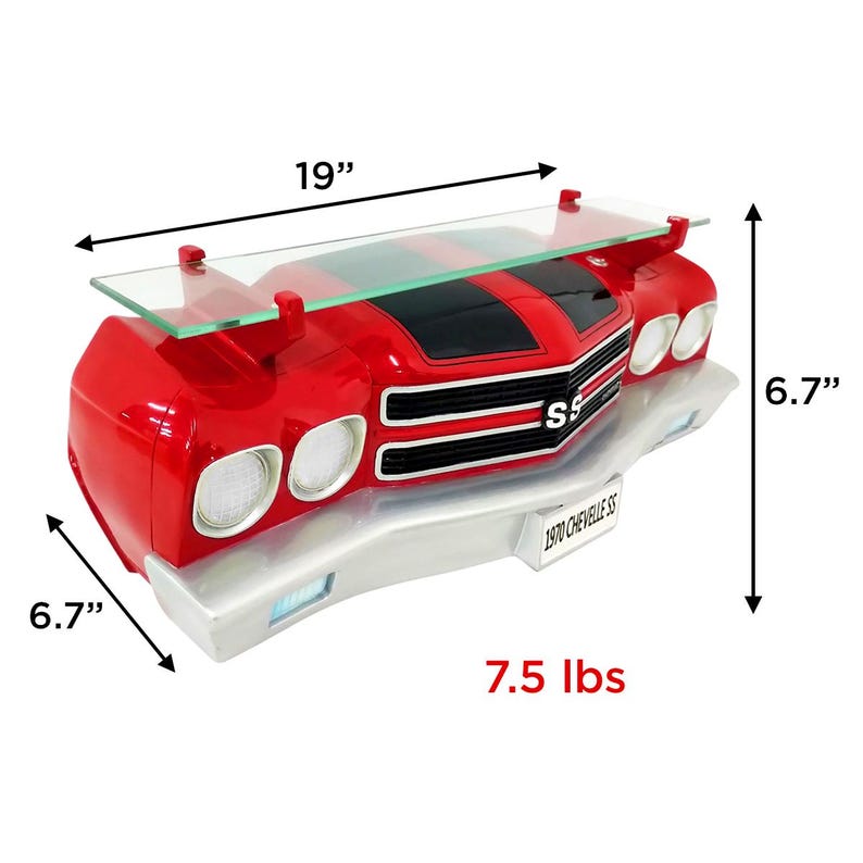 1970 Chevy Chevelle SS Floating Wall Shelf, Red With Black Stripes, 19 ...