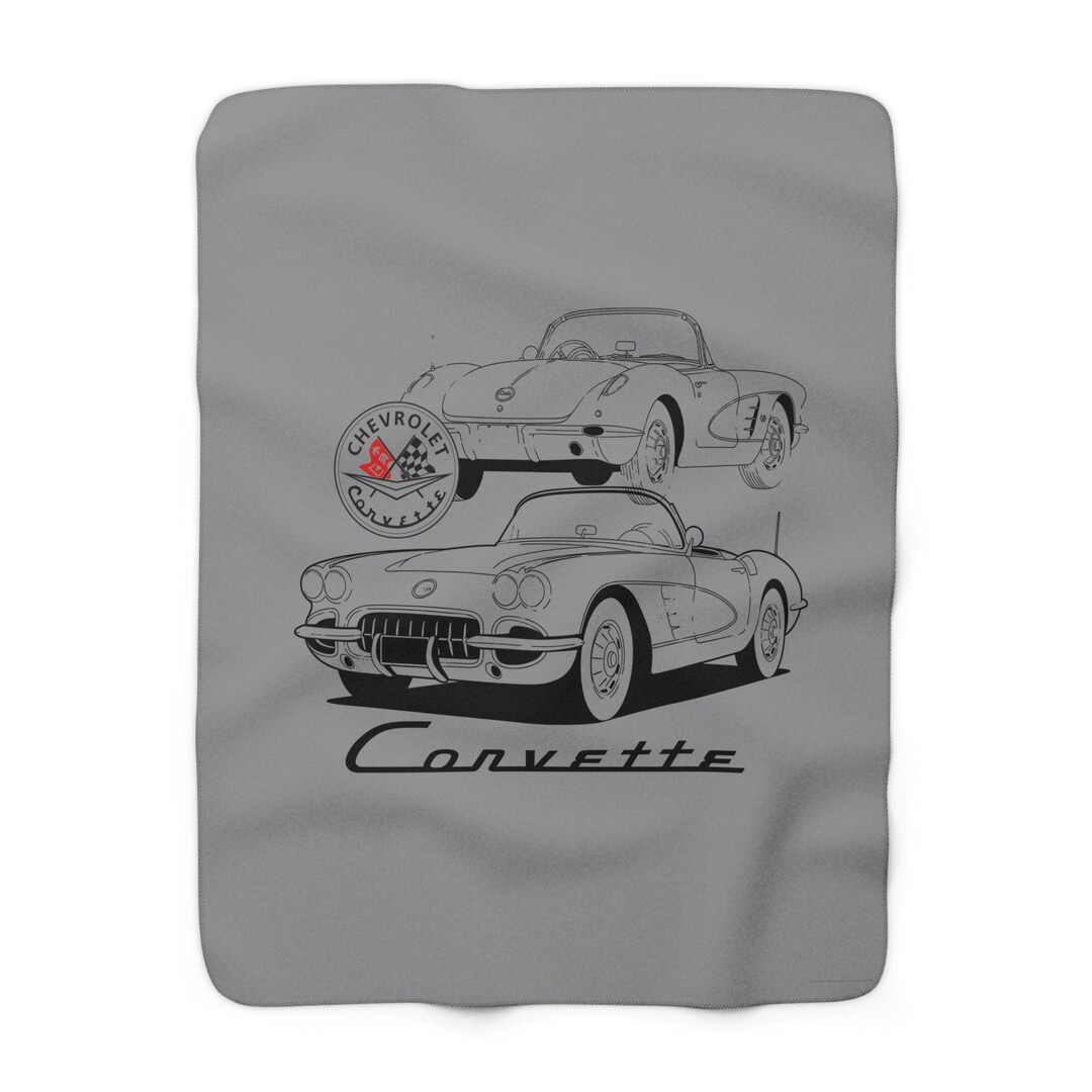 C1 Chevy Corvette Silhouette Sherpa Fleece Blanket, 50 X 60 Inches ...