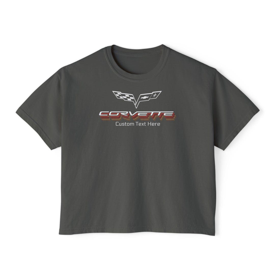 Personalized C6 Corvette Repeat Script Women's Cotton Boxy Tee, Chevy ...